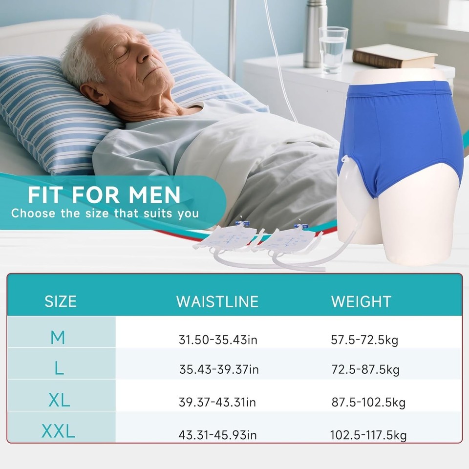Male Portable External Catheter, Reusable 500ml Urine Bag, Leak-Proof ...