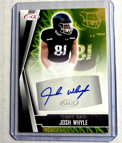 2022 Sage Football- Josh Whyle Auto Rookie Rc Green Sp | eBay