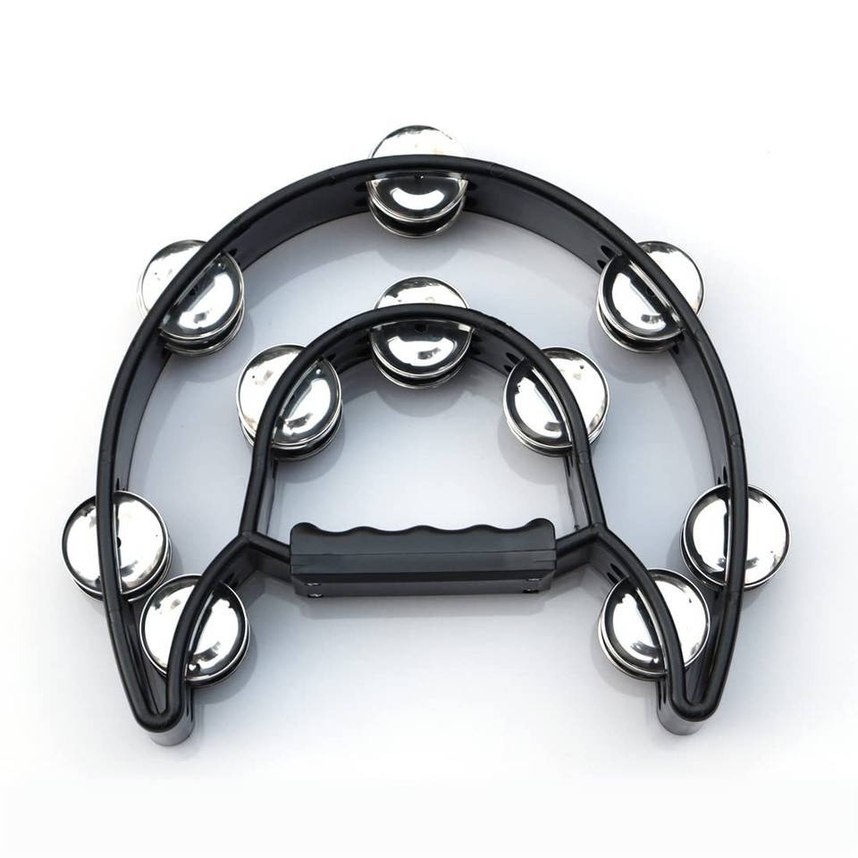 Double Row Musical Tambourine with Metal Jingles Hand Held Percussion ...