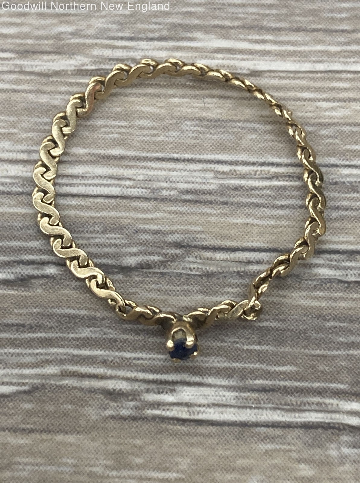 Unmarked Tests 13K Yellow Gold Blue Stone Serpentine Chain Ring 7.5 US ...