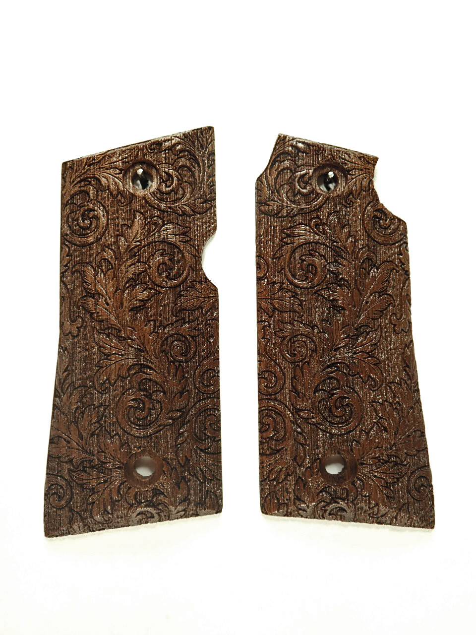--Walnut Floral Scroll Colt Mustang Pocketlite Grips Checkered Engraved ...