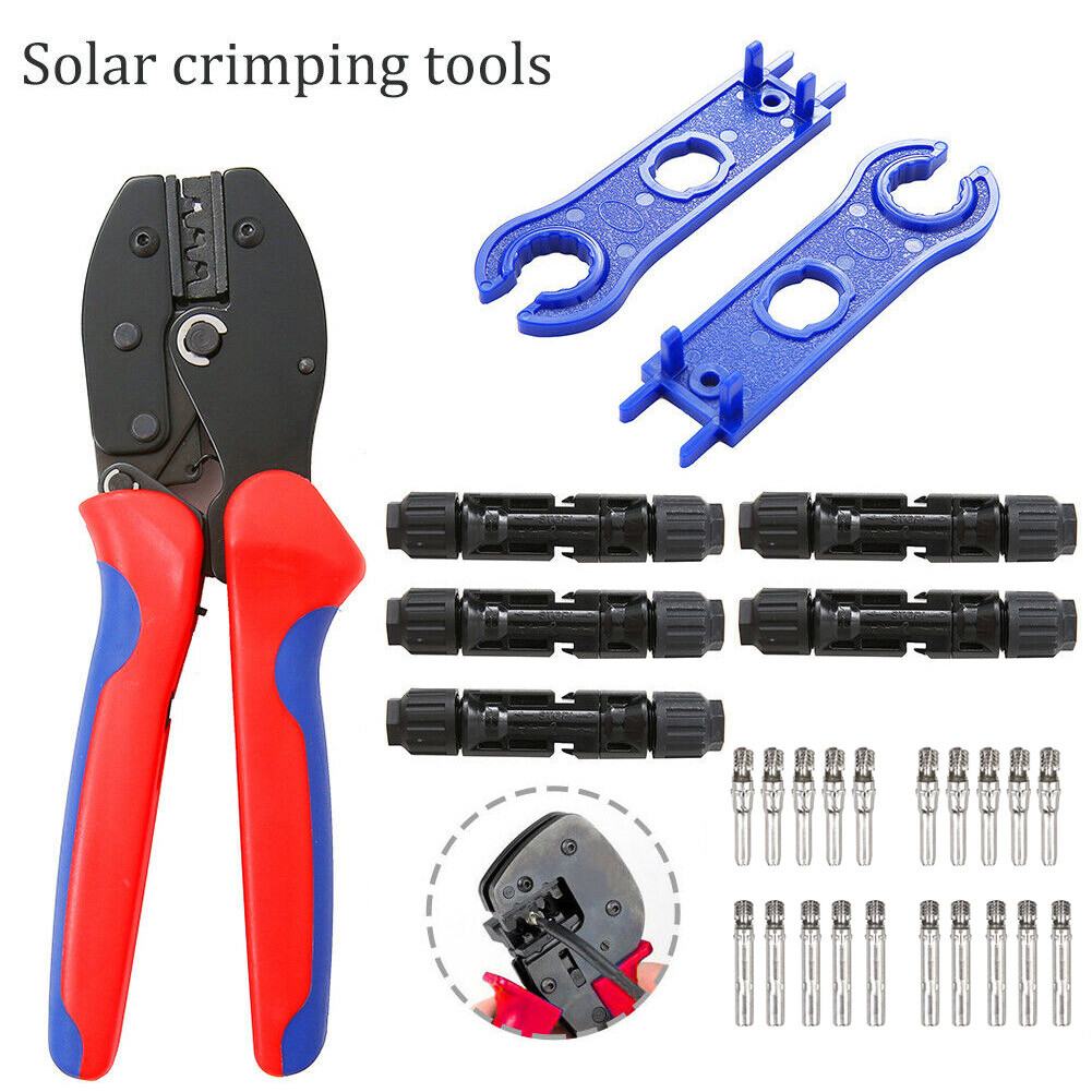 12 Pair Solar Crimp Tool Connector Spanner+PV Crimper Wire Stripper ...