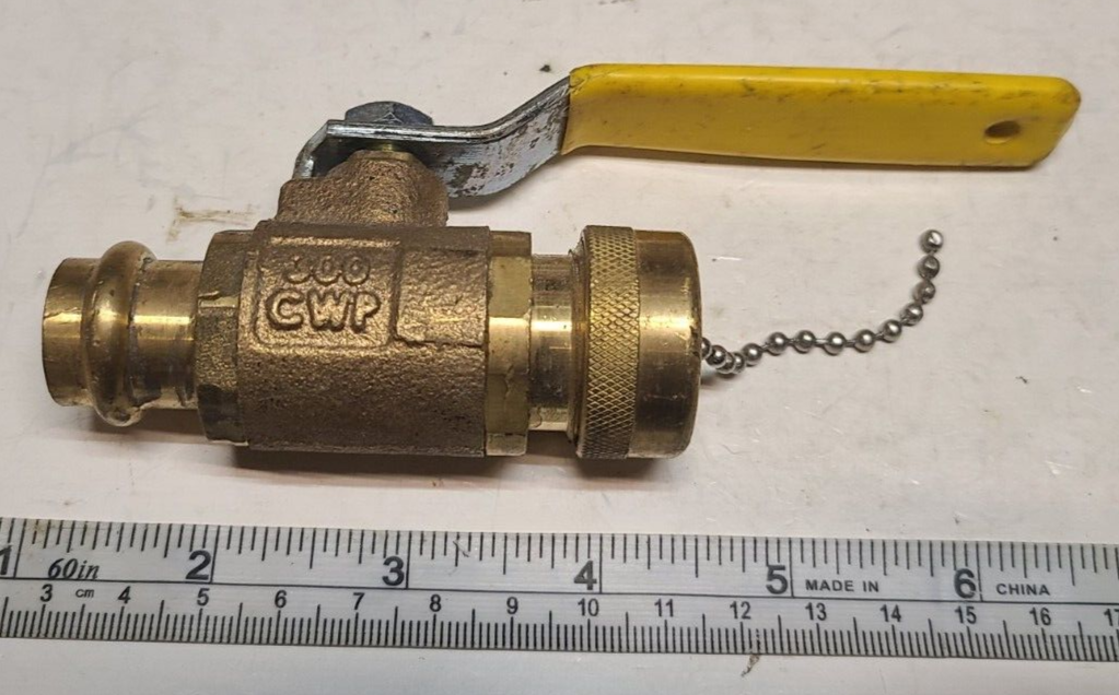 APOLLO 77W-103-HC Ball Valve 1/2" Press x 3/4" Garden Hose with Drain ...