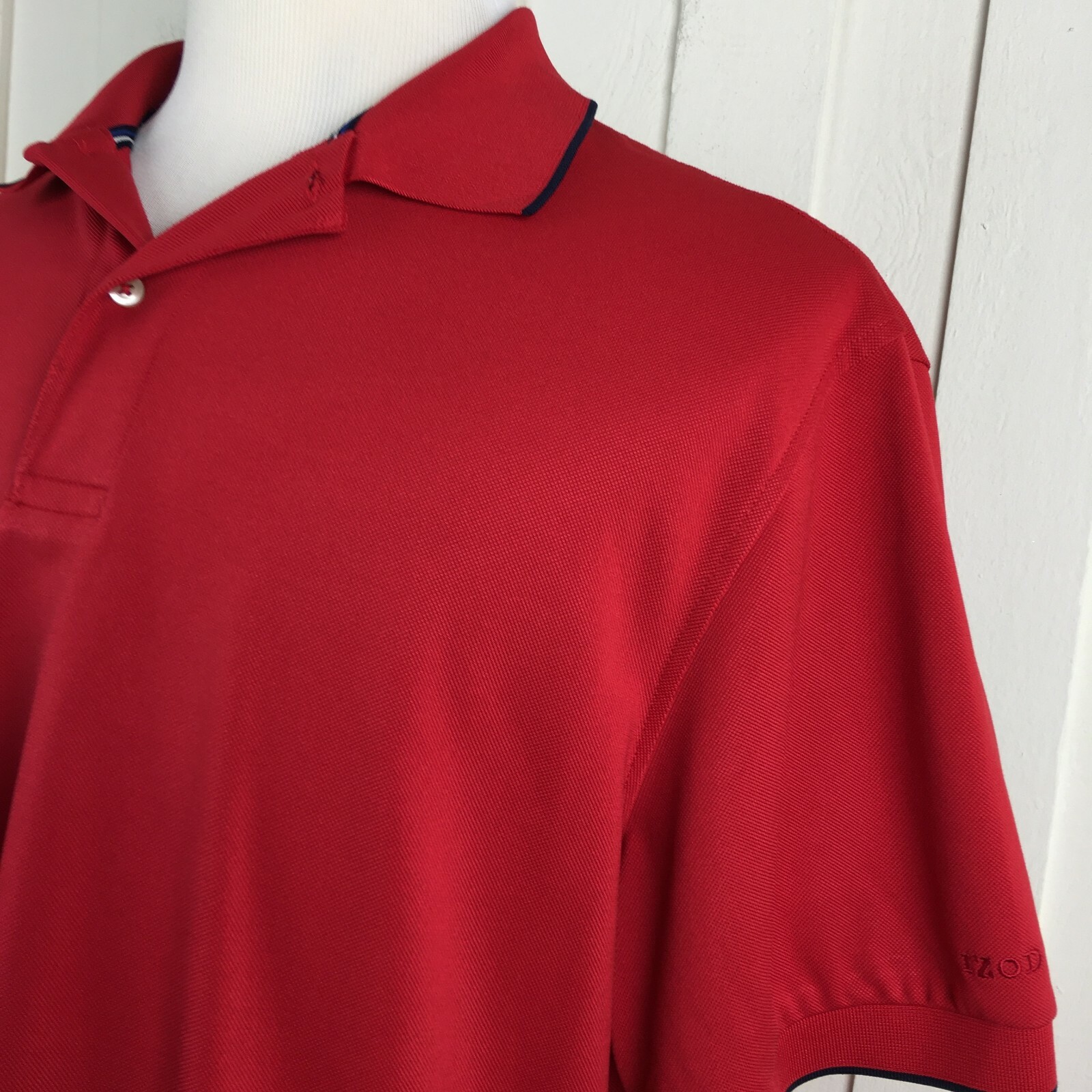 IZOD Performance Polo Shirt Men's XL Red Short Sleeve Stretch Polyester ...