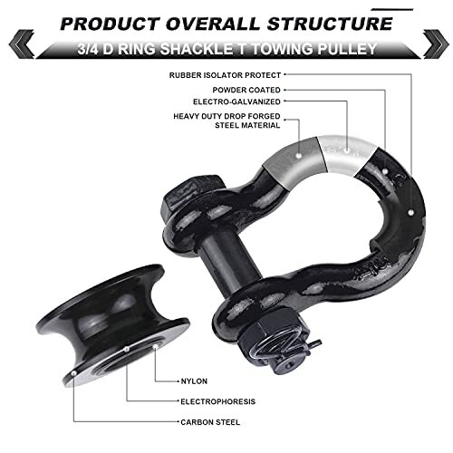 Upgraded Snatch Block 3 4" D Ring Shackle 2 Pack 22 000lb Break ...