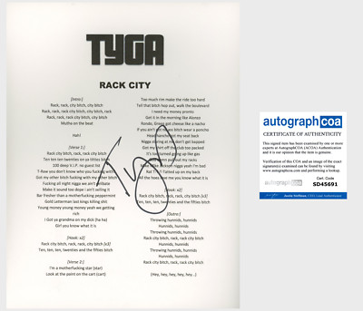 TYGA SIGNED RACK CITY LYRIC LYRICS SHEET & AUTOGRAPH COA ACOA | eBay