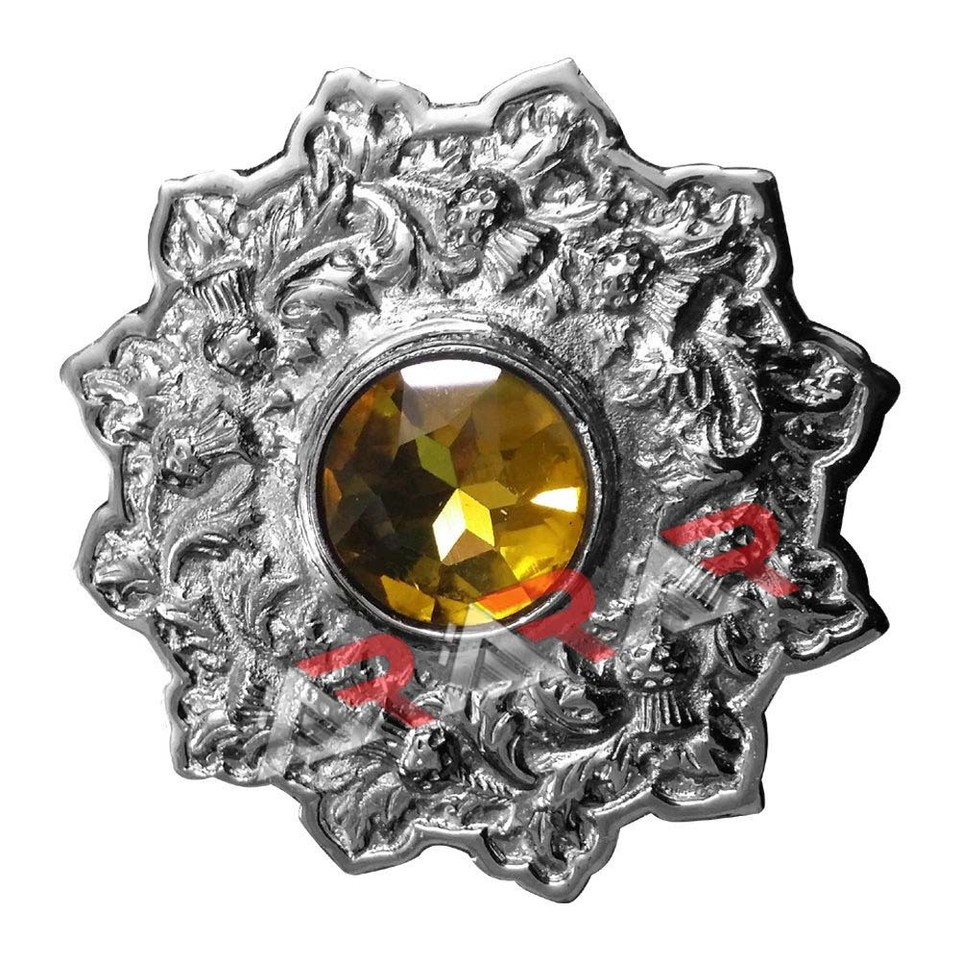 Scottish Kilt Star Fly Plaid Brooch Ornate Brooches Multi Color Stone 4 ...