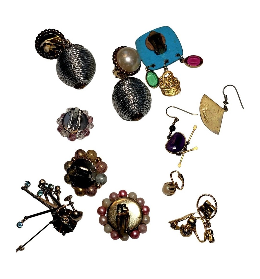 Vintage Earrings Clip On Hooks Crafters Gems Metals - Re-Purpose 57.73g | eBay