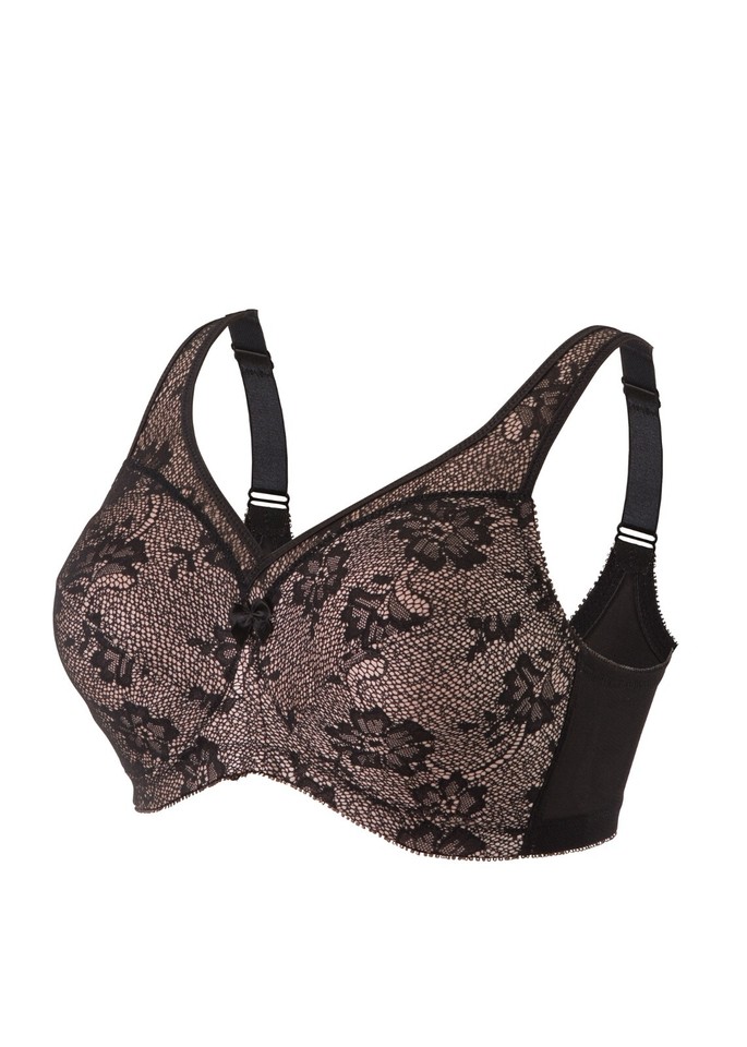 Glamorise MAGIC LIFT Bra 50D ~ All Over Lace Overlay ~ (LEOTARD BACK ...