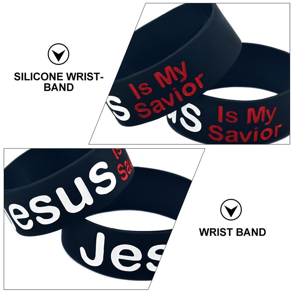 2 PCS Jesus Bracelet Men and Women Unisex Wrist Band Letters Wristband ...