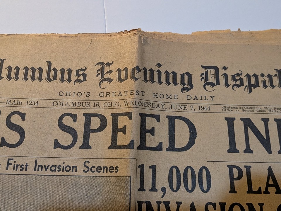 Columbus Evening Dispatch June 7 1944 WWII USA D-Day Invasion News ...