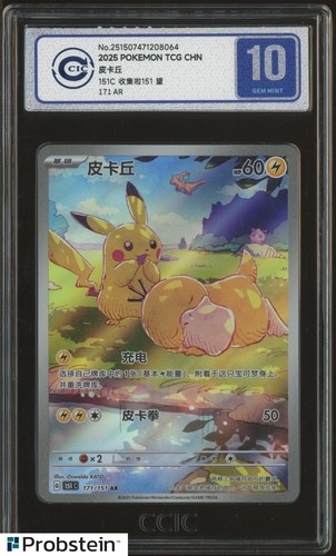 2025 Pokemon Chinese Exclusive Pikachu Patrick AR FA 171/151 CCIC 10 ...