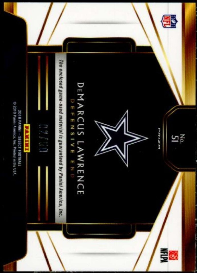 DeMarcus Lawrence Card 2018 Select Select Swatches Prizm Copper #51 | eBay