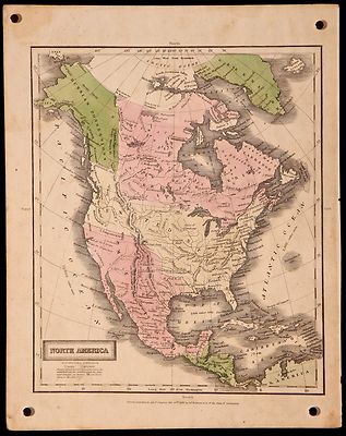 Antique 1829 D F Robinson, Jesse Olney North America Atlas Map, ~9.25 ...