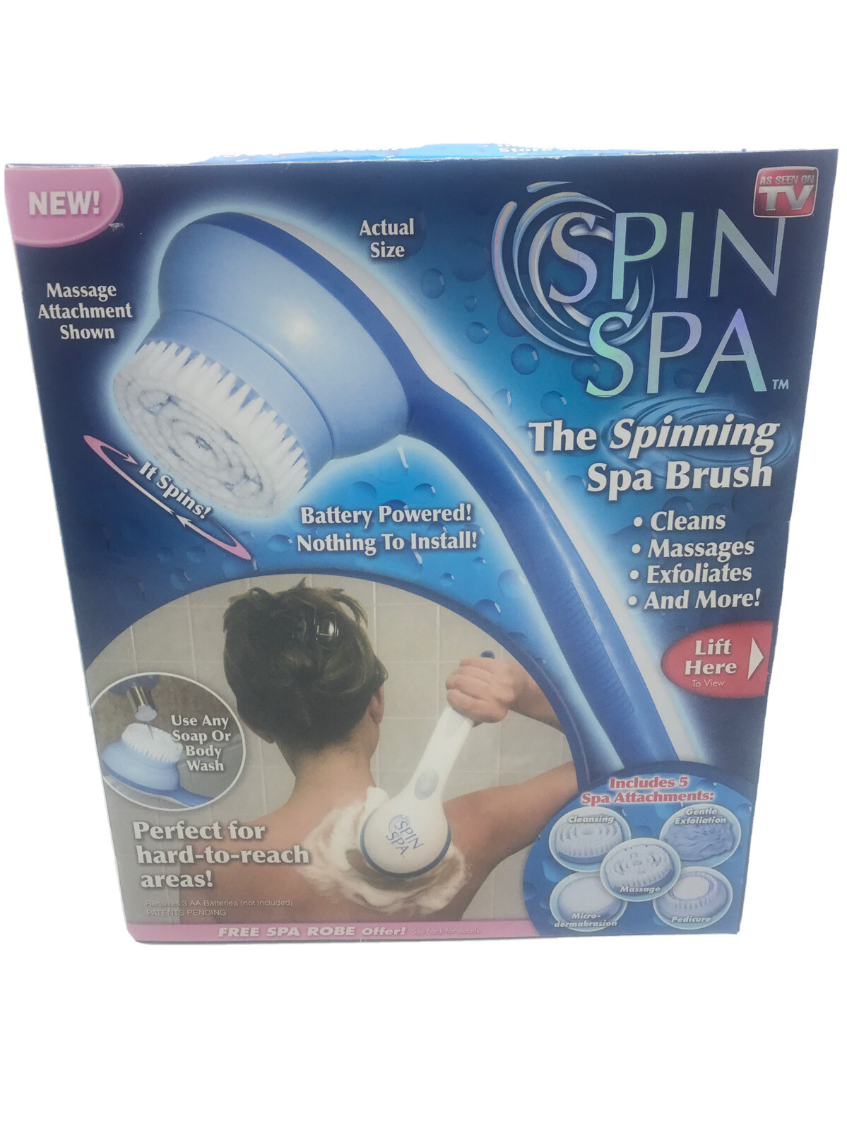 Vtg Spin Spa Body Spinning Brush 5 Attachments As Seen On TV Battery ...