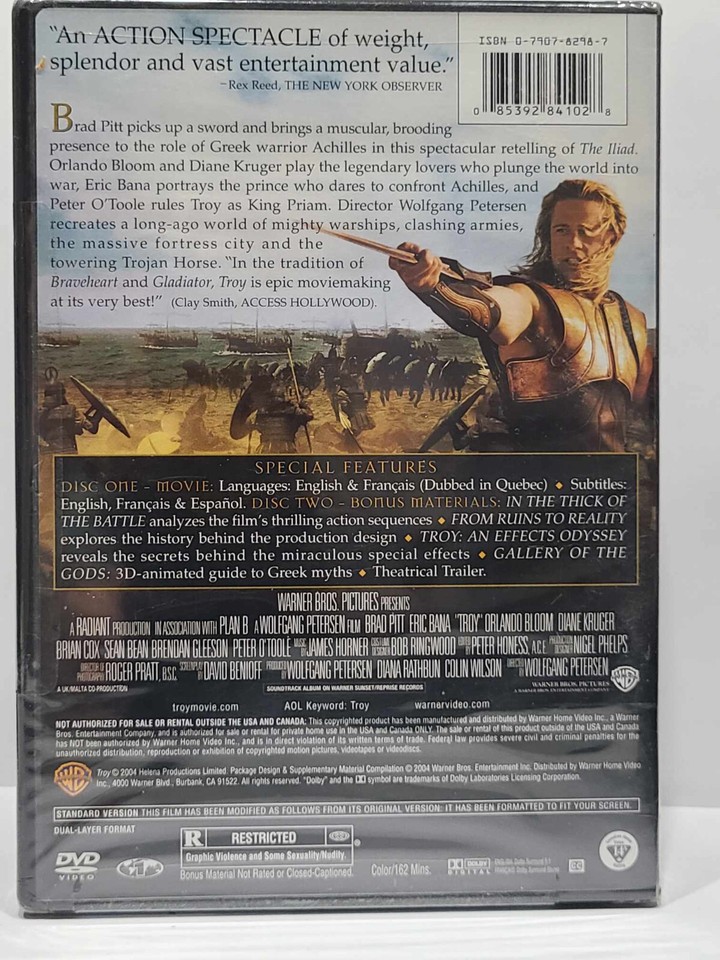 Troy Full Frame DVD 2-Disc Edition - Brand New Sealed - Epic Historical ...
