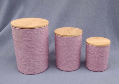 Temptations by Tara Classic - Mauve 3 Canister Set with Wooden Lids | eBay