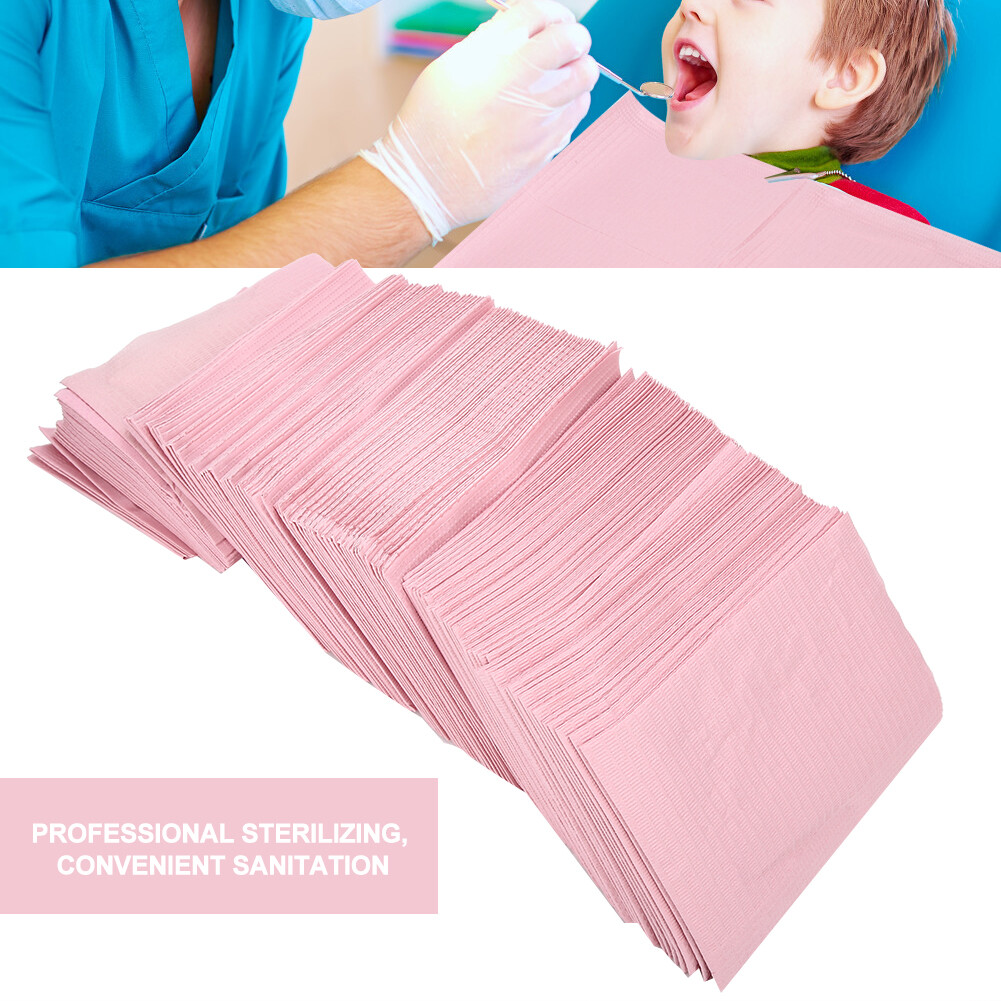 (Pink)125x Disposable Dental Tablecloths Hygiene Mat Dental Tools ...