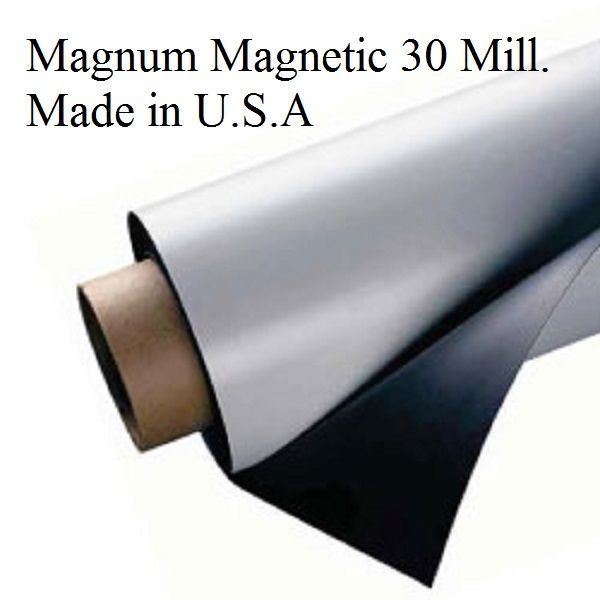 1 ROLLS 12" width x 5 FEET 30 Mil. Magnetic Sign Sheet Cars Magnum usa ...