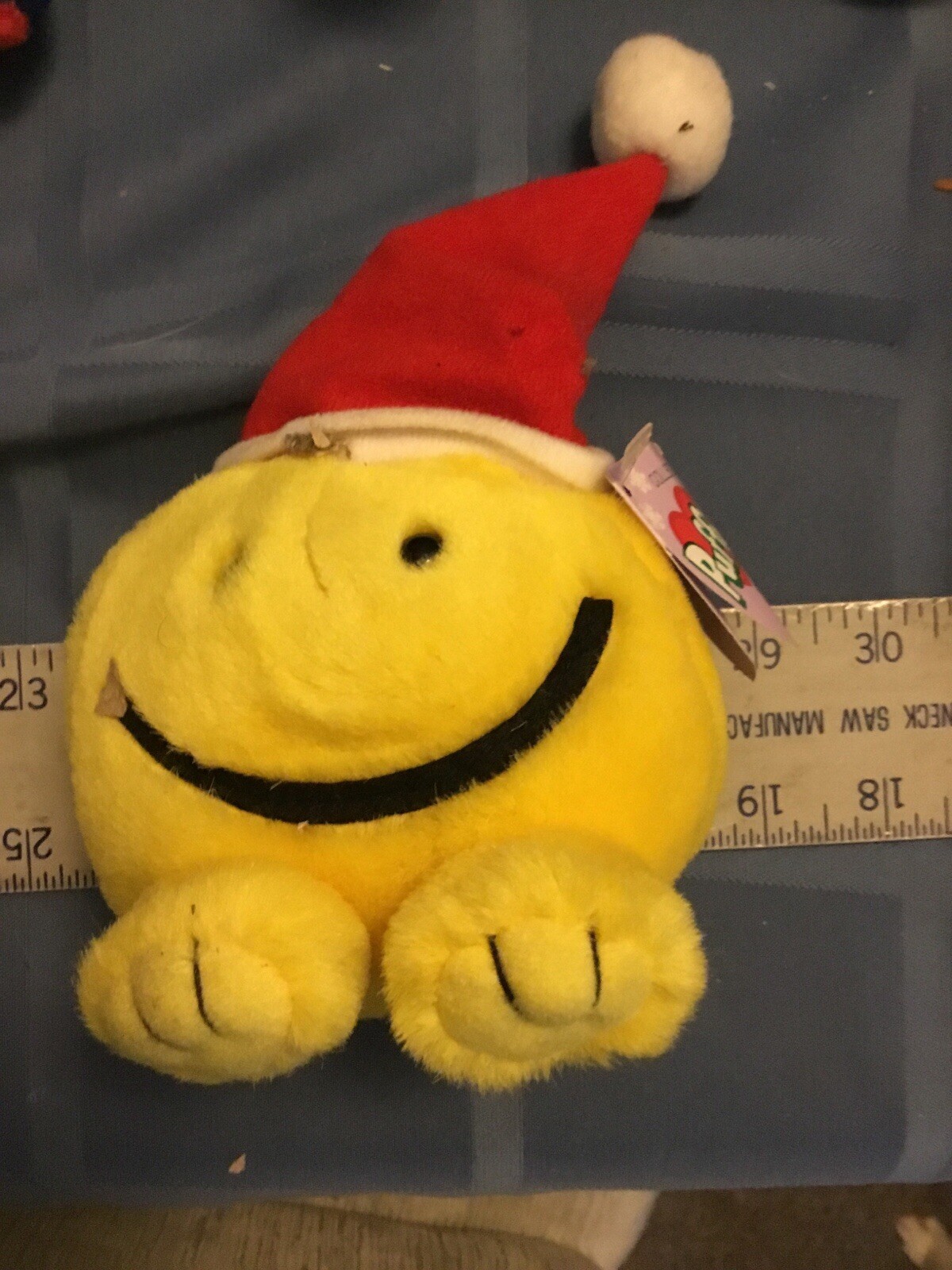 Vtg 1994 Swibco Puffkins Jolly yellow smiley face w Hangtag Christmas ...