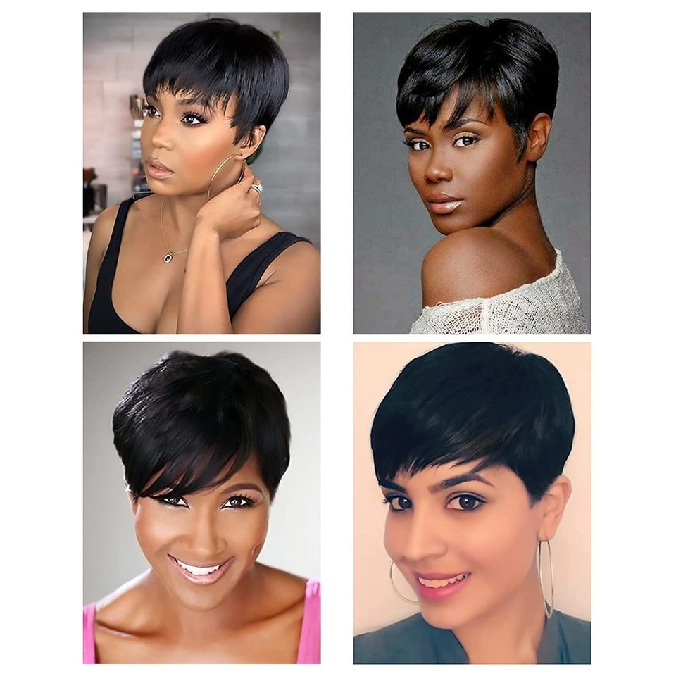 Pixie Human Hair Black Short Cuts Wigs Brazilian Women Hairstyles ...