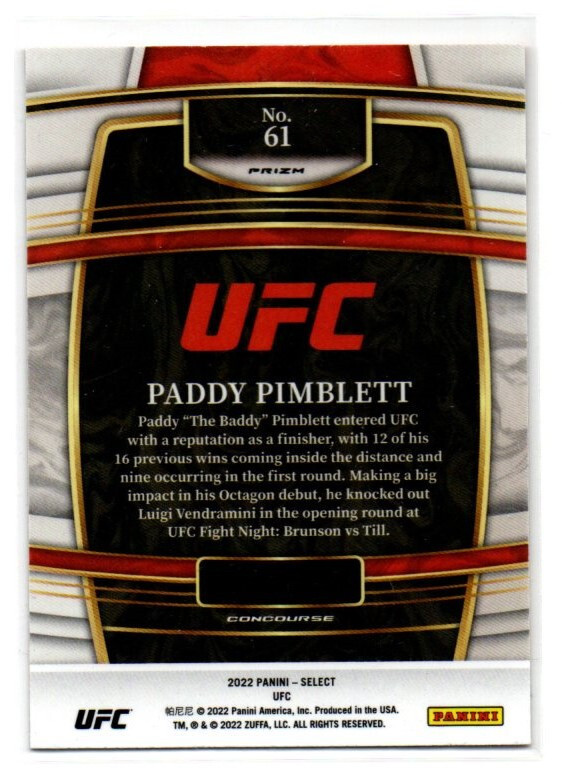 2022 Panini Select UFC Paddy Pimblett Orange Flash Prizm Rookie Card | eBay