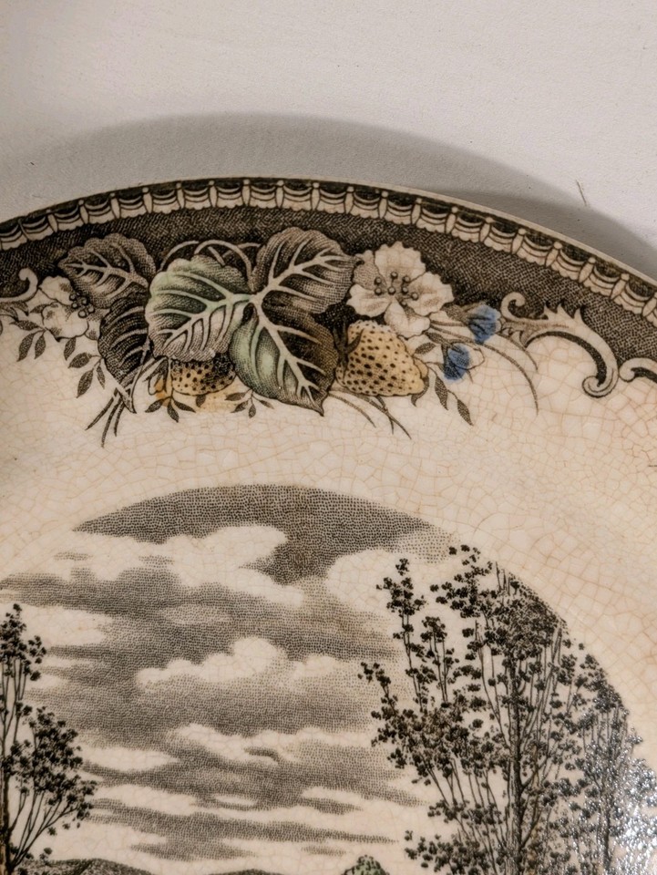 Antique Japan Meadow Black Transferware Plates 1830-1850 Vivid Colors ...