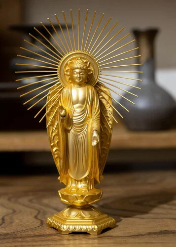 Amitabha Buddha statue, 15.7cm 24k gold plated , by Makita Shuun, based ...