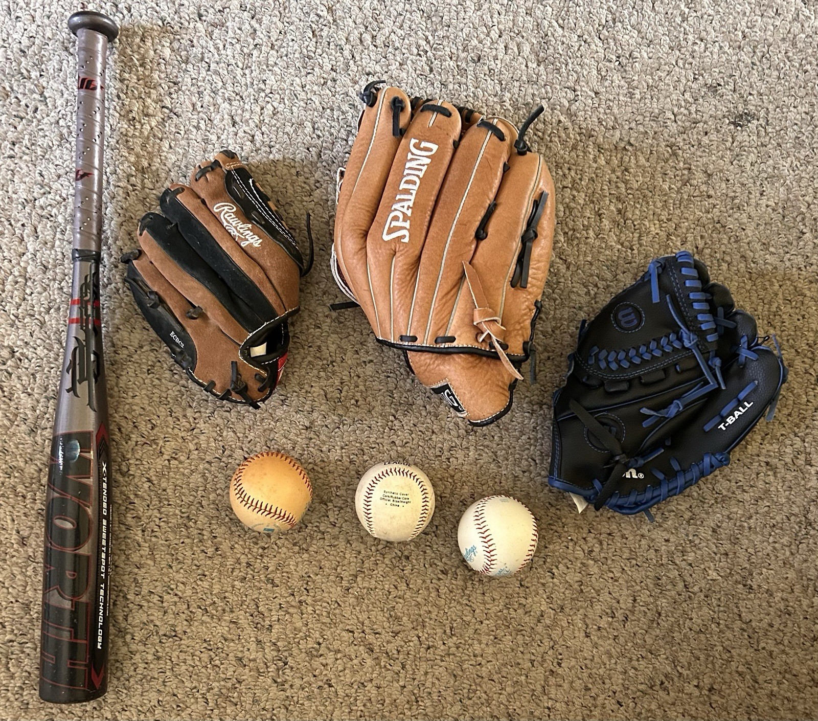 Baseballs, gloves, and aluminum bat | eBay