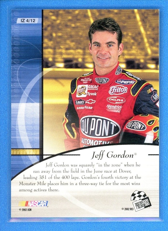 2002 Press Pass Premium In The Zone Insert #IZ4 Jeff Gordon | eBay