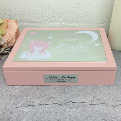 Personalised Baby Keepsake Box Gift - Pink | eBay