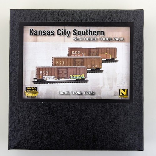 Micro-Trains 9x305018 N Scale Kansas City Southern Weathered Three Pack ...