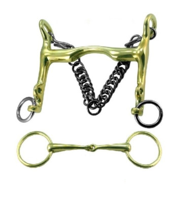 Borraq Weymouth Low Port & Snaffle Bradoon Combo Horse Bit Set ...