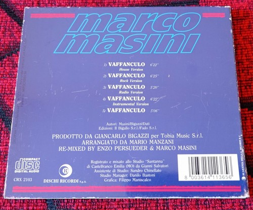 MARCO MASINI ** Vaffanculo ** 1993 ITALY CD SINGLE LIMITED EDITION ...