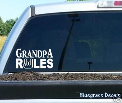 GRANDPA RULES DECAL Sticker Car TRUCK SUV Van LAPTOP WALL MIRROR ART ...