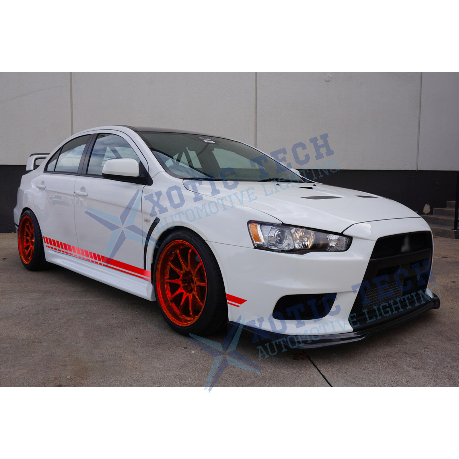 JDM Glossy Red Side Door Fender Decal Stripes Sticker For Mitsubishi ...