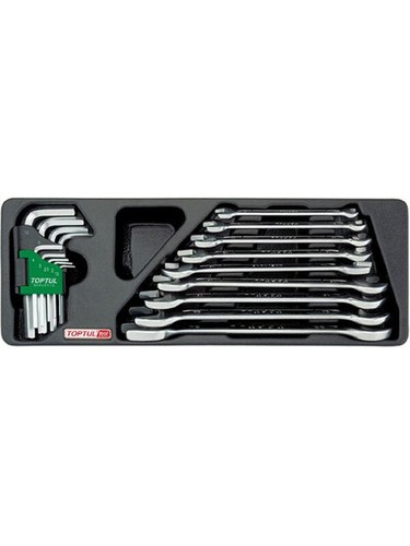 Toptul 18 Piece Double Open End Spanner & Hex Key Set Metric (GAAT1802 ...