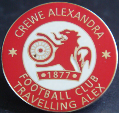 CREWE ALEXANDRA FC Rare TRAVELLING ALEX Badge Brooch pin In gilt 25mm ...