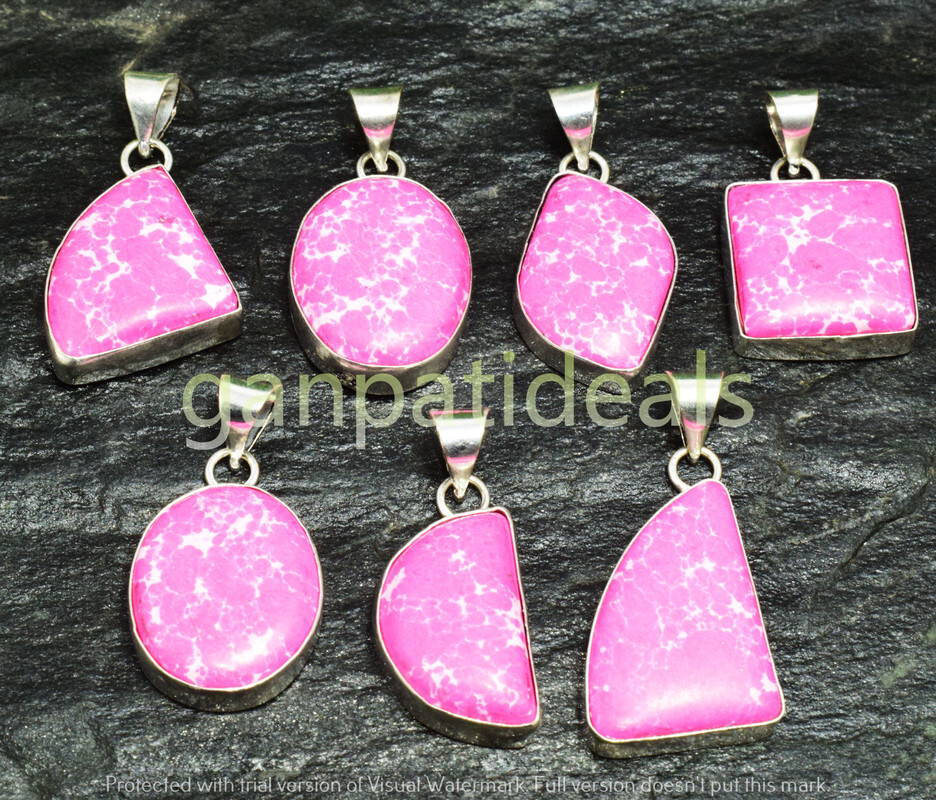Pink Larimar Gemstone Pendant 925 Silver Plated Wholesale 5pcs Jewelry ...