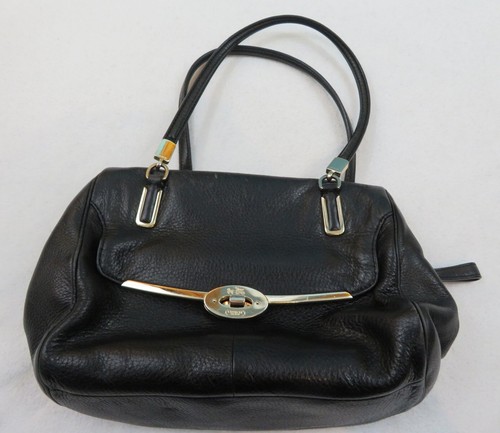COACH MADISON LEATHER MADELINE EAST WEST SATCHEL BLACK w Gold 25166 Bag ...