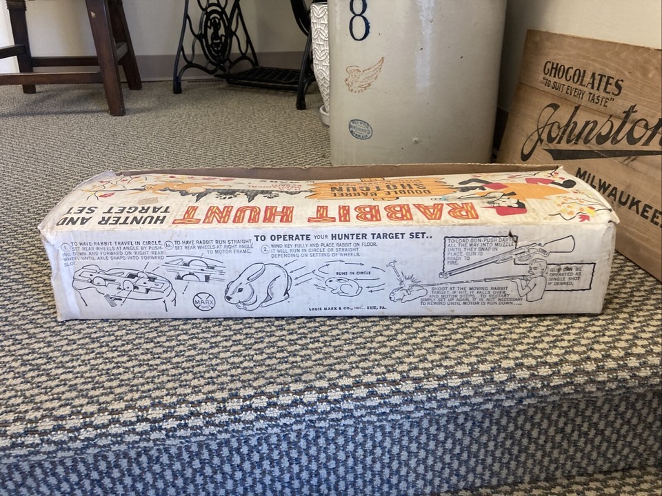 Vintage Marx Rabbit Hunt Hunter & Target Set BOX ONLY Double Barrel ...