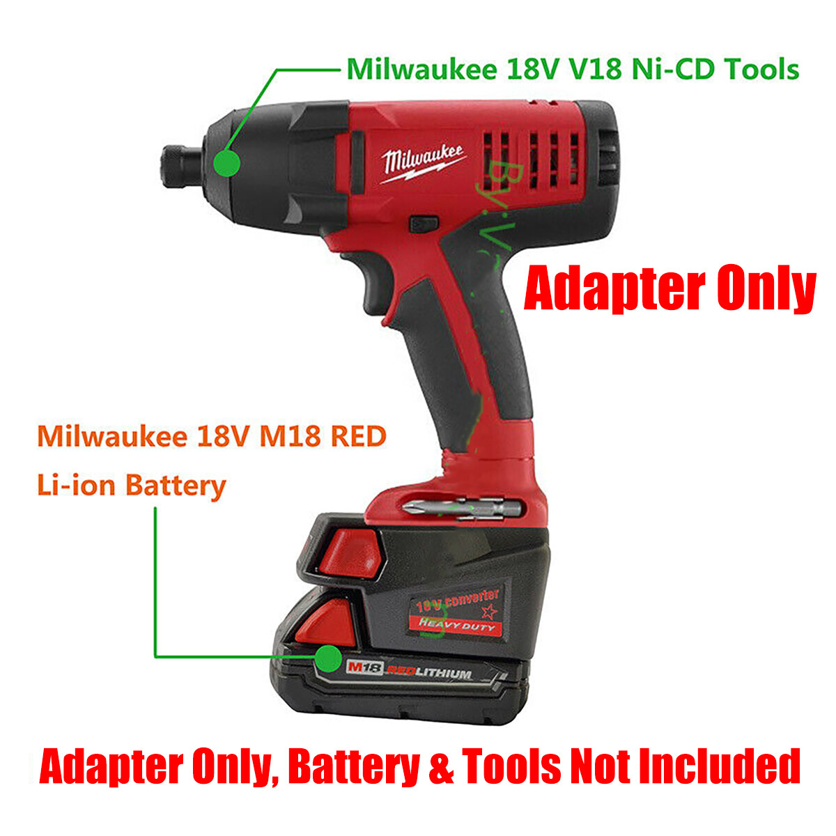 1 Adapter Upgrade for Milwaukee Older V18 Type Tool to Milwaukee M18 ...