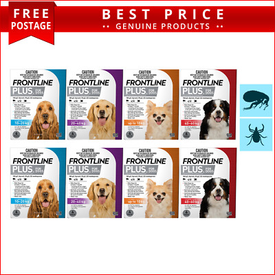 FRONTLINE PLUS for Dogs 12 Doses All Sizes Flea and Tick Prevention ...