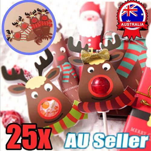 25Pcs Xmas Party Lollipop Paper Card Holder Lolly Sugar-loaf Gift Card ...