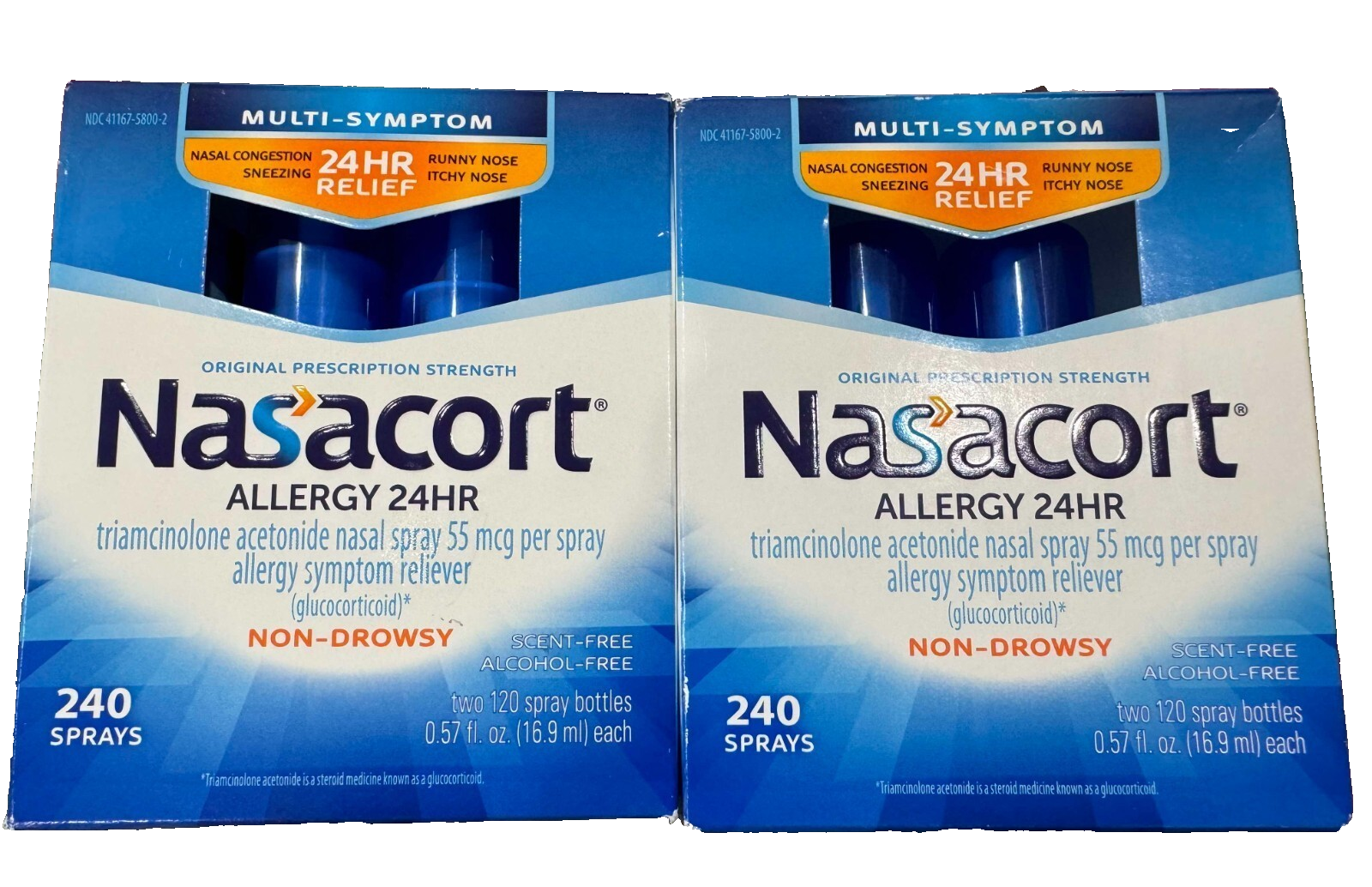 LOT OF 2 Nasacort 240 Allergy 24 Hour Nasal Spray 480 Sprays Total ...