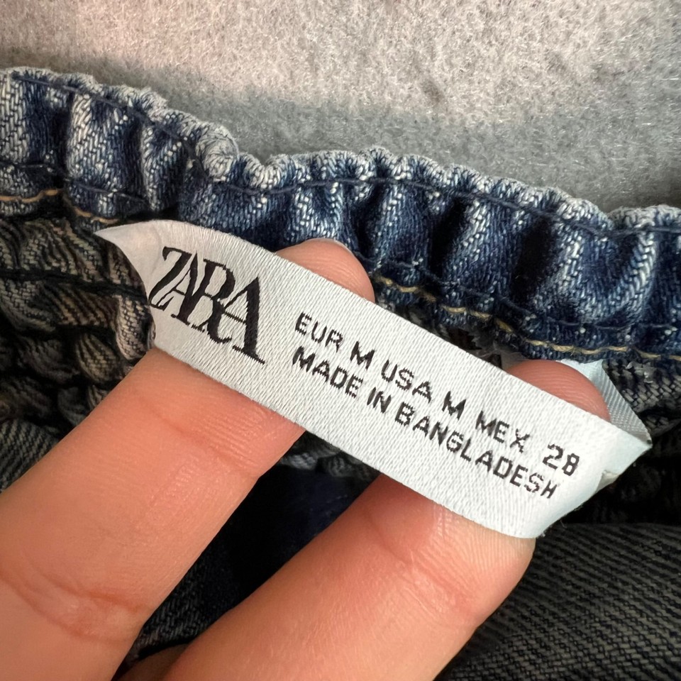 Zara Womens Size Medium Denim Bustier Top Zip Front | eBay