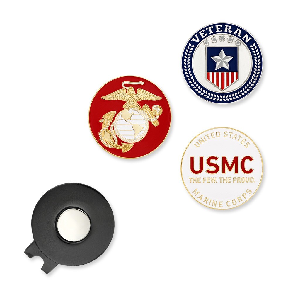 PinMart’s Officially Licensed USMC Veteran 3 Ball Markers and Hat Clip ...