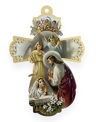 Girls First Communion Wooden Wall Cross 12" Art Home Decor Cruz ...