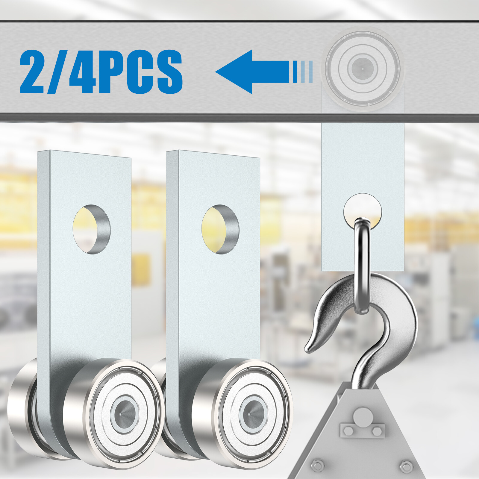 2/4Pcs Trolley Rollers Carbon Steel 2 Bearings Wheels 1800LB Trolley ...