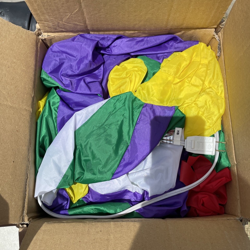 Vtg Gemmy Airblown Inflatable 8ft Mardi Gras Jester Joker Lights Up ...